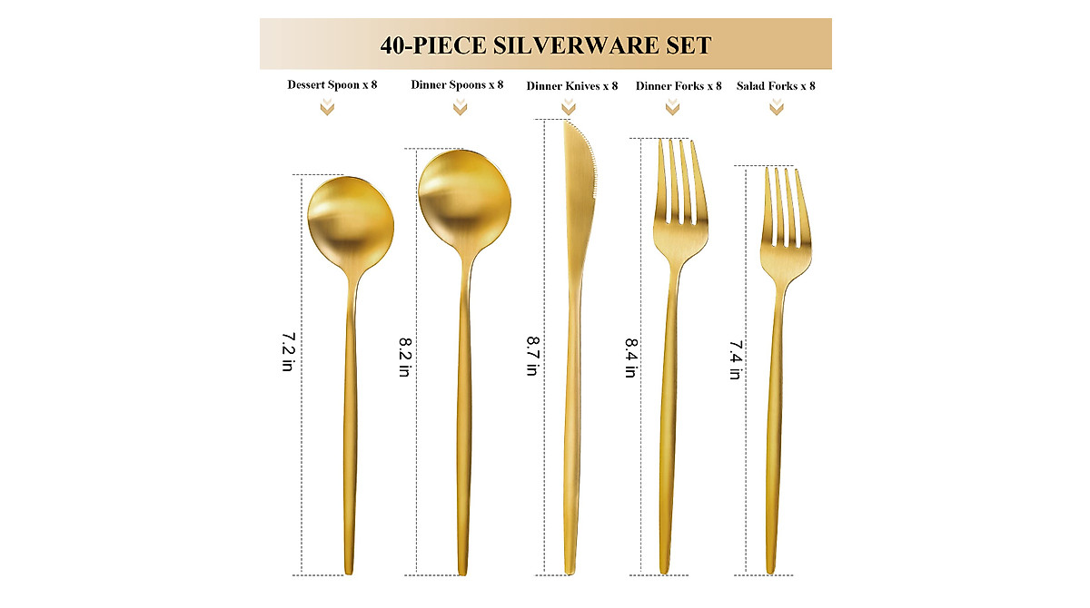 MIKIWAY Gold Silverware Set for 8 - Elegant Dining
