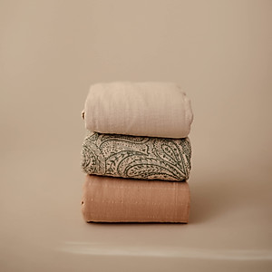 mushie Muslin Baby Swaddle Blanket | 100% Organic Cotton (Fog)