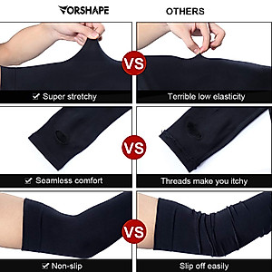 Vorshape 2 & 4 Pairs Sun Protection Arm Sleeves With Thumb Holes for Men & Women, Black