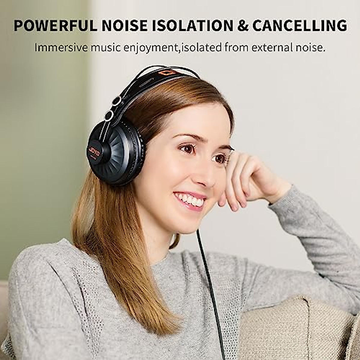 JOYO Studio Headphones Monitor Headphone for Recording Over Ear Noise Canceling for Guitar Cellphone Mixer Amplifier Podcast DJ and Keyboard Piano (JMH-02)