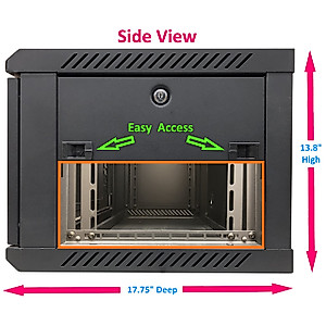 Kenuco Wall Mount Rack Server Cabinet Data Network Enclosure 19-Inch Server Network Rack with Locking Glass Door 16-Inches Deep (BLACK 06U)