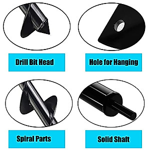 Ljliudu 4x 12 inch Auger Drill Bit fot Planting, Garden Plant Auger, Black