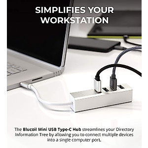 Blucoil USB-C Mini Hub with 1 x Micro-USB and 4 x USB 3.0 Expansion Ports - Compatible with Apple MacBook/MacBook Pro/iMac/iMac Pro, Google Pixel Chromebook, Samsung, Windows, Linux PC, and More