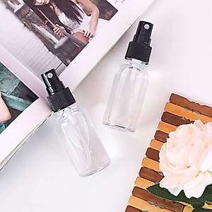 YONKAN 2oz Glass Spray Bottle, Fine Mist Boston Glass Bottles with Black Fine Mist Sprayer Small Clear Bottles for Essential Oils, Bath, Beauty, Hair & Cleaning, Clear, Pack of 48