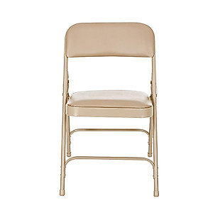 OEF Furnishings (4 Pack Premium Vinyl Padded Folding Chair, Beige