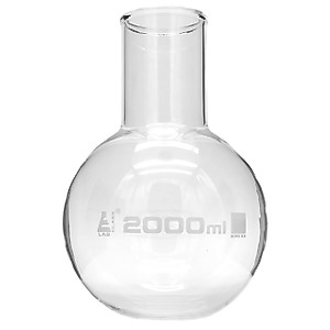 EISCO - Boiling Flask, 2000ml - Borosilicate Glass - Round Bottom, Wide Neck, Beaded Rim