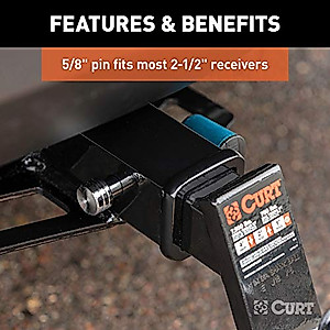 CURT 23504 Right-Angle Trailer Hitch Lock, 5/8-Inch Pin Diameter, Fits 2 or 2-1/2-Inch Receiver