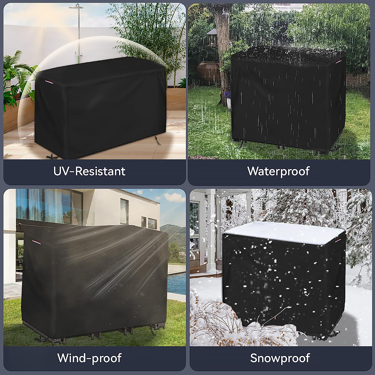 Loenel Outdoor High Top Patio Dining Table Cover, Heavy Duty Waterproof Patio Bar Height Table and Chair Cover for Rectangular 60" Long Bar Height Dining Furniture Set - 60"L x 41"W x 41"H