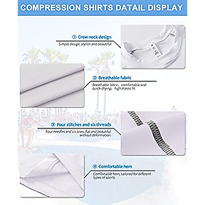 White Compression Shirts Mens Long Sleeve Running Gym Top Shirts Lightweight Sports Baselayer Undershirt Cool Dry