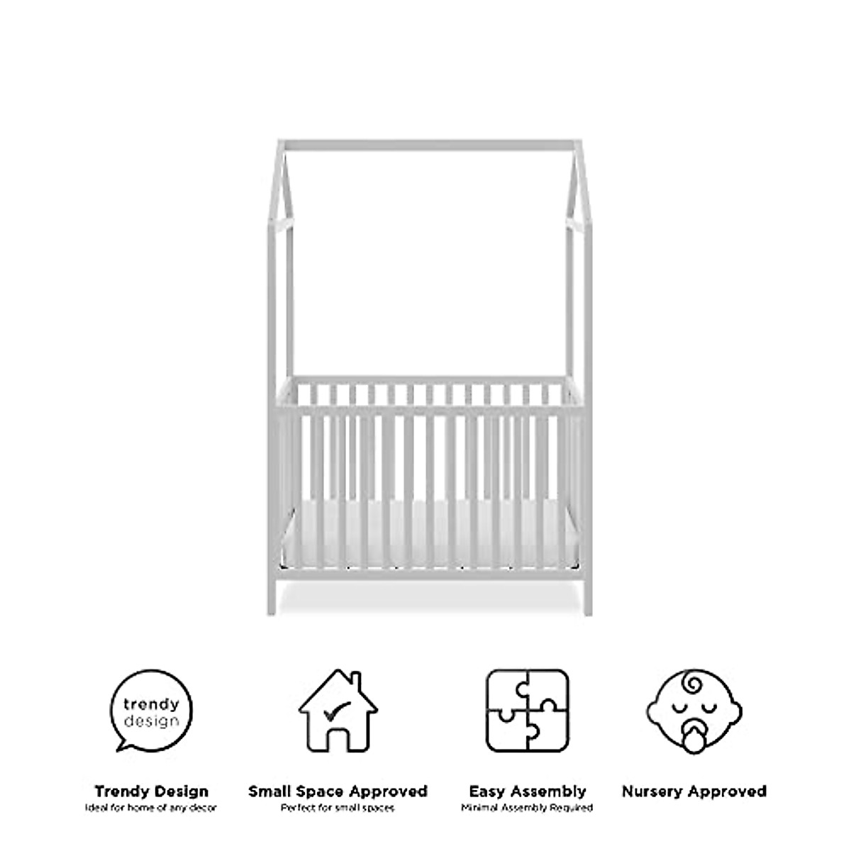 Little Seeds Rowan Valley Skyler 3-in-1 Convertible Crib with Canopy, Dove Gray