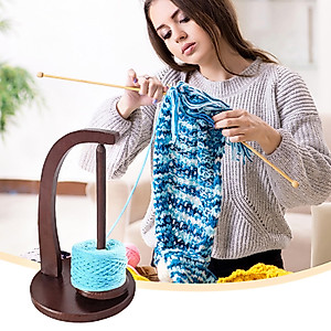 Yarn Holder for Crocheting, Wool Jeanie Magnetic Yarn Holder, Crochet Gift for Knitting Lovers, Wooden Yarn Spinner for Crochet (Brown)