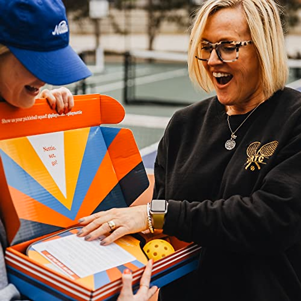 Nettie Pickleball Co - Pickleball Paddle Set of 2 | Double Pack | Lightweight Honeycomb Core | Includes 2 Pickleball Balls & 2 Sweatbands | Premium Material (Bainbridge and Bedford)