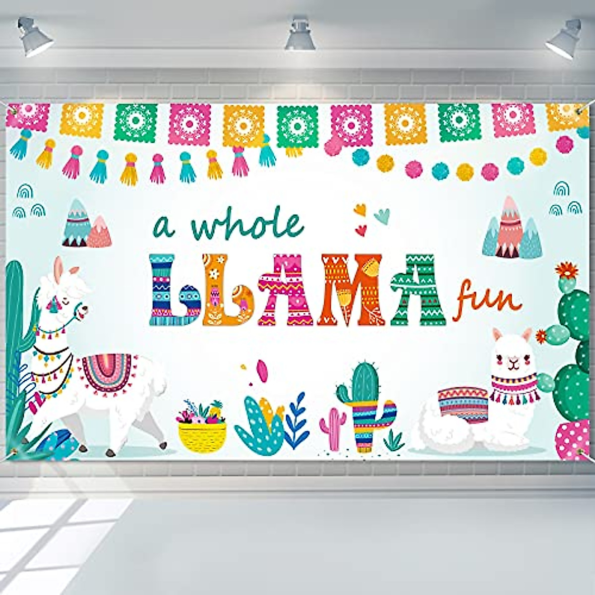 Llama Backdrop a Whole Llama Fun Birthday Backdrop Cactus Mexican Theme Photography Background Fiesta Llama Party Birthday Decoration, Baby Shower Decorations Cake Table Decors, 70.9 x 43.3 Inches