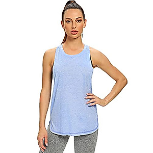 Ullnoy Workout Tank Tops for Women Running Muscle Tanks Sleeveless Loose Fit Gym Yoga Sport Shirts-5 Pack Black/White/Dark Gray/Army/Blue M