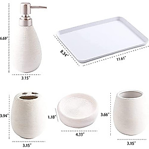 BLBYHO 6 Pieces Textured Ceramic Beige Bathroom Accessory Set, Farmhouse Bath Vanity Countertop Accessory Set, Include Soap Dispenser, Toothbrush Holder, 2 Tumbler, Soap Dish…