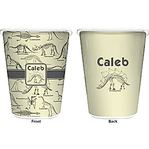 RNK Shops Dinosaur Skeletons Waste Basket - Double Sided (White) (Personalized)