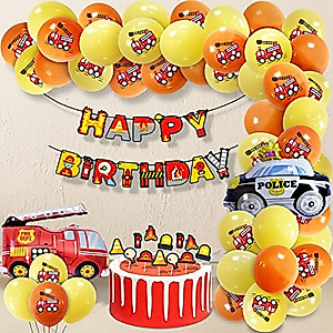 88pcs Fire Truck Latex Balloon Arch Garland Fire Truck Helium Ballon Kids Birthday Decoration Air Globos Fireman Theme Party Supplies…