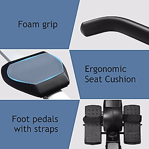 GYMAX Magnetic Rowing Machine, 16-Level Resistance Adjustable Rower with LCD Monitor, Heart Rate Sensor for Cardio Exercise, Home Gym Workout