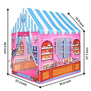 Anyshock Playhouses Kids Outdoor and Indoor Castle Tent Toys with Carrying Case for Over 3 Years Old Children - Pink Candy Princess Tent