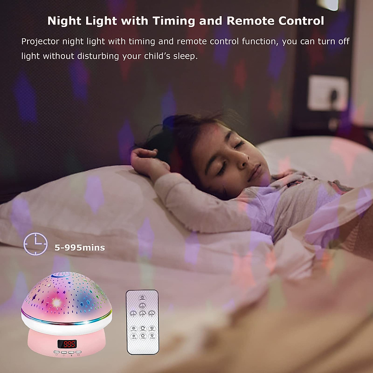 Night Light for Kids, Star Night Light Projector for Baby Kids, Ocean World Projector Toys for Kids Toddlers, 360° Rotating Star Night Lights for Kids Children Boys Girls Gifts Bedroom Party (Black)