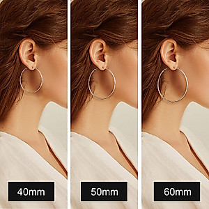 Hoop Stud Earrings Set for Women: 6 Pairs 14K White Gold Silver Big Hoops and Cubic Zirconia Stud Earrings Girls Jewelry