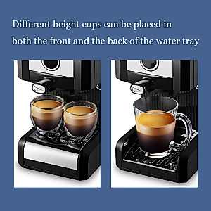 ROLTIN Espresso Coffee Machine Maker 20 Bar, Capuccino, Frothing Milk Foam, 1250W,Steam Nozzle Capacity 0.97L Removable Drip Tray Compatible with Preparing Drinks