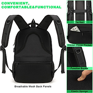 Tzowla Travel Laptop Backpack,Durable Water Resistant Anti-Theft 50L Extra Large 17.3 Inch with USB Charging Port and Lock Fit Computer Business Bookbag for Women Men Gift-Black