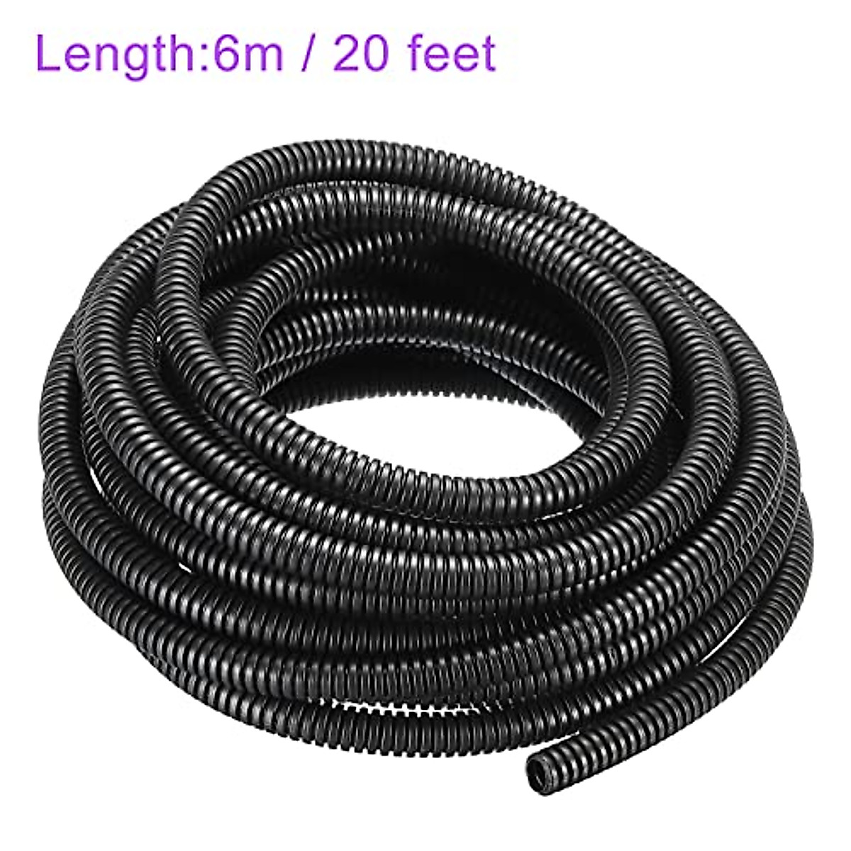 DMiotech 10mmx7mmx6m PP Non-Split Corrugated Tubing Indoor Outdoor Cord Management for Wrap Tidy Office Garden