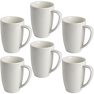 homEdge Porcelain Mug Set, 16 Ounces Cup for Tea, Latte, Mocha, Hot Chocolate, Set of 6, White
