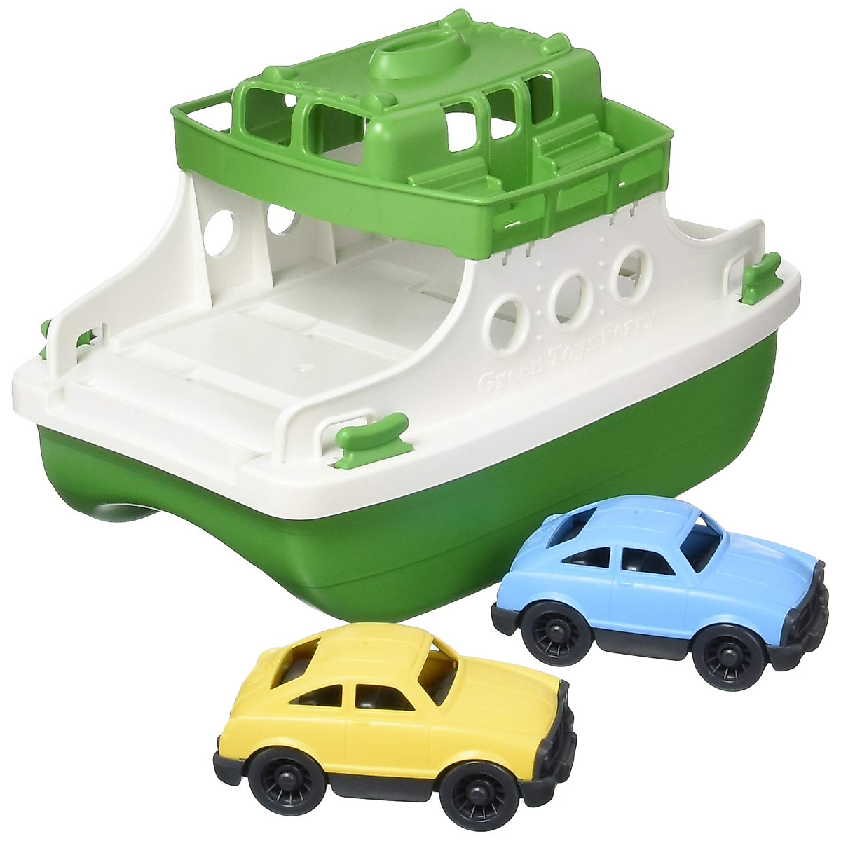 Green Toys Ferry Boat, Green/White CB - Pretend Play, Motor Skills, Kids Bath Toy Floating Vehicle. No BPA, phthalates, PVC. Dishwasher Safe, Recycled Plastic, Made in USA.