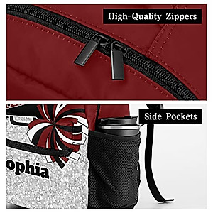 Personalized Cheerleader Dark Red Black Custom Backpack Waterproof Multifunctional Daypack with Name Gift