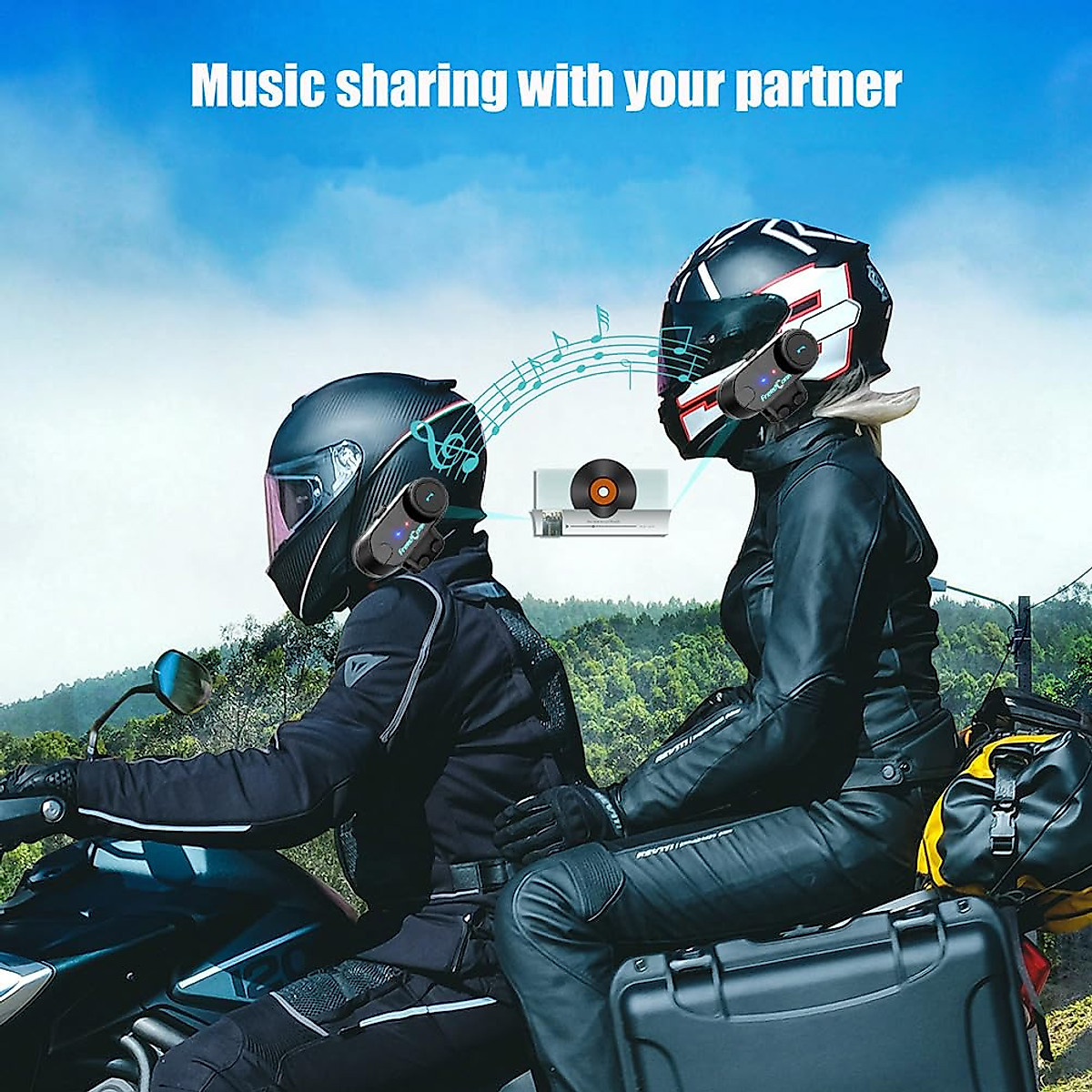 FreedConn TCOM-VB Motorcycle Helmet Bluetooth Intercom Headset Communication Systems Kit, for 2 or 3 Riders, FM Radio/Mobile phone/MP3/GPS Connective/Range 800m / Handsfree (1 Set)
