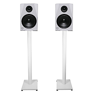 Rockville Pair 37" Steel Bookshelf Speaker/Studio Monitor Stands-White (RS37W V2)