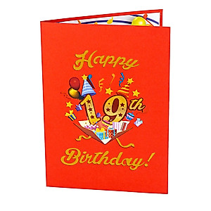 iGifts And Cards Happy 19th Red Birthday 3D Pop Up Greeting Card – Awesome 19 Birthday Card Son, Daughter, Turning Nineteen Birthday Gift Granddaughter, Grandson, Unique Present, 5" X 7"