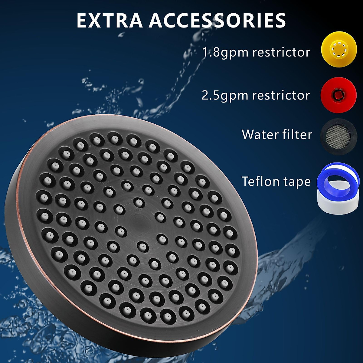 Voolan High Pressure Rain Shower Head, Luxury Modern Look, The Perfect Adjustable Replacement For Your Bathroom Showerhead, Comfortable Shower Experience Even at Low Water Flow (6" Oil-Rubbed Bronze)
