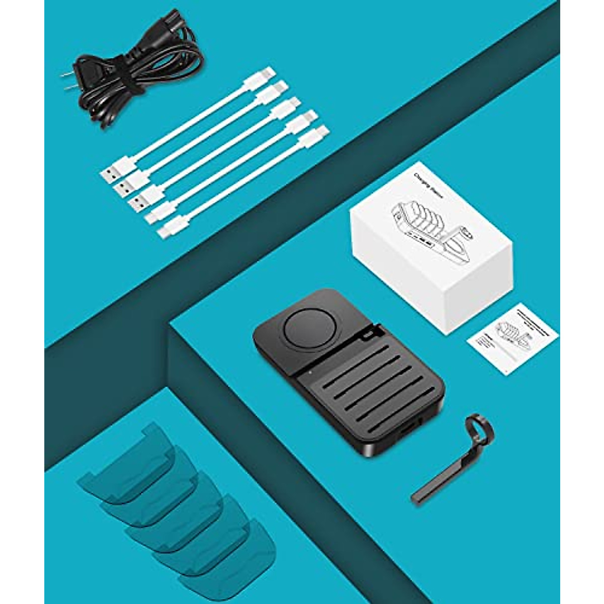 70W Charging Station for Multiple Devices, 5 in 1 Fast Charging Dock with 10W Max Wireless Charger and 4 Ports Charging Dock, 30W USB C PD Fast Charging for iPad, iPhone,Tablets,Kindle