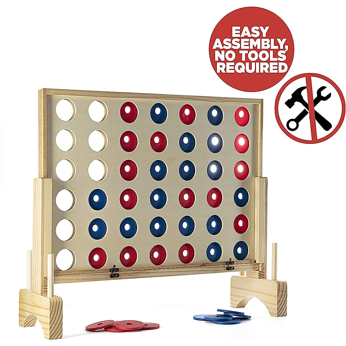 Prextex Giant 4 in A Row Connect Game with Travel Bag - Back Yard Games for Family and Friends - Includes Extra Large 42 Discs - Ideal for Team Building, Camping, Parties - Fun for All Ages, 24x27 in