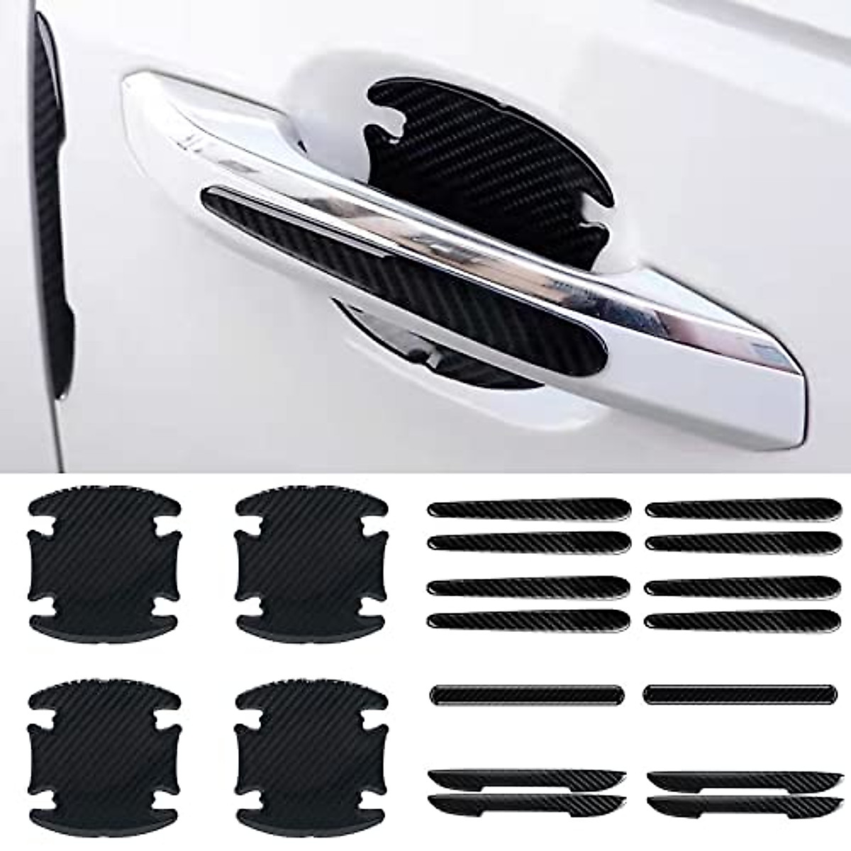 FQMY Car Door Handle Protector, Car Door Handle Scratch Protector Accessories, Universal Car Door Handle Cup Protector, Waterproof Anti-Scratch Car Paint Protective Films(14 Pieces) (Black)