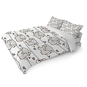 Duvet Cover Sets California King -Cartoon Cute Elephant-Bedding Comforter Set Breathable SetsSoft Microfiber 3 Pcs