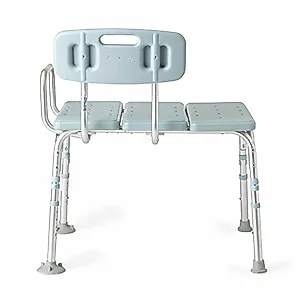 Medline Tub Transfer Bench With Microban Protection, for Use as A Shower Bench or Bath Seat, Light Blue