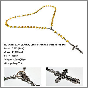 GeekTenet Yellow Faceted Cut Artificial Crystal YX Rosary Beads Chaplet Rosery Cross Catholic