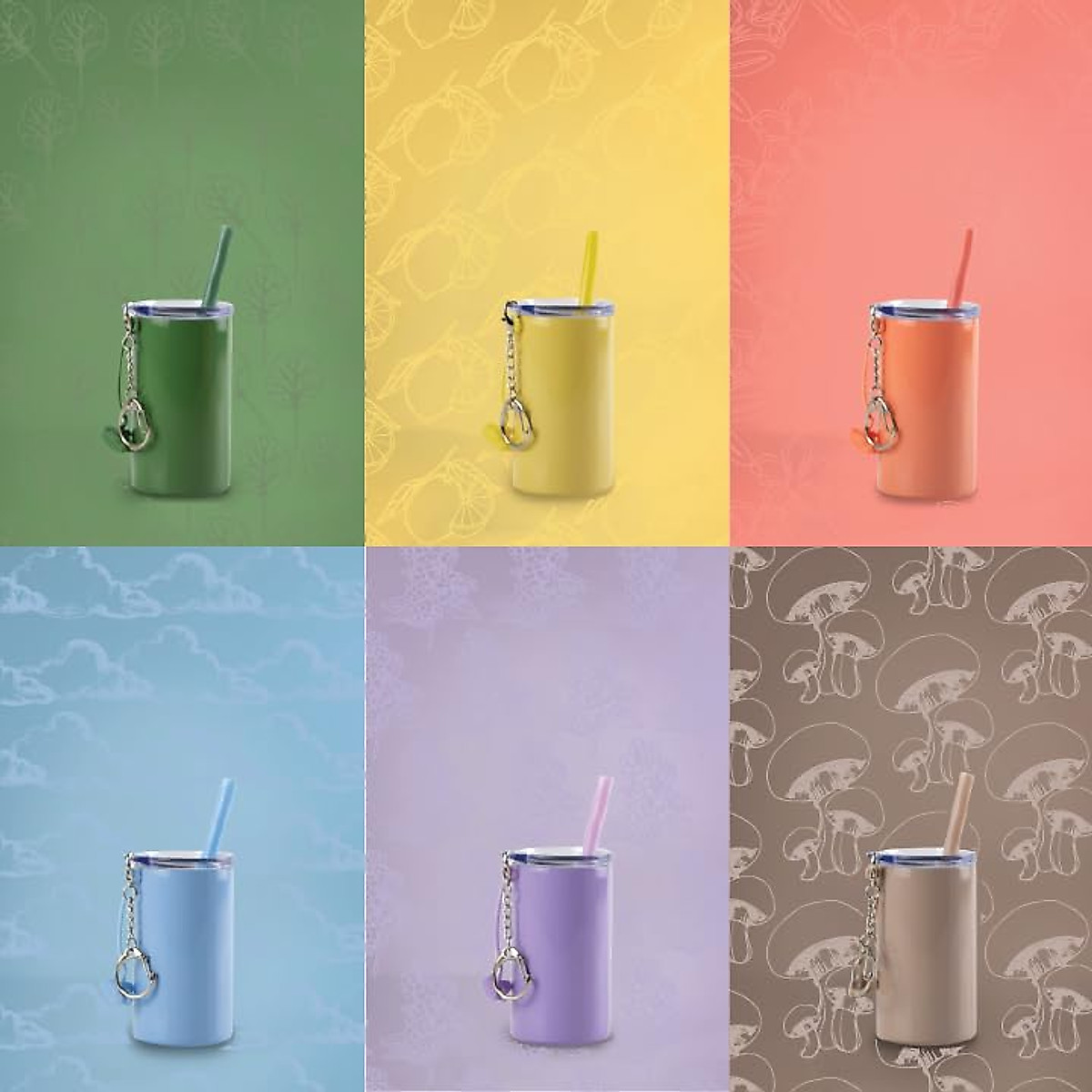 Hogg Mini Tumbler 6 Pack - 3oz Mini Skinny Pastel Collection, Sublimation Shot Glasses with Lids, 3 oz Shot Glasses, Mini Tumblers with Lids and Straws, Sublimation Shot Glass Blanks