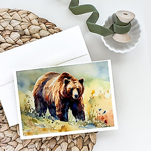 Caroline's Treasures DAC2928GCA7P Grizzly Bear Greeting Cards Pack of 8 Blank Cards with Envelopes Whimsical A7 Size 5x7 Blank Note Cards