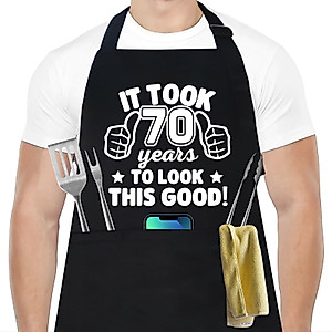 70th Birthday Gifts for Men Women, 1954 Happy 70th Birthday Gift Ideas, 70th Chef Aprons for Men with 3 Pockets, Funny Cooking Aprons for 70 Years Old Men, Women, Husband, Wife, Dad, Mom, Friends