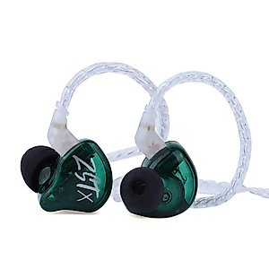 Linsoul KZ ZST X 1BA+1DD Hybrid Dual Driver HiFi in-Ear Earphones with Silver-Plated Detachable 2Pin Cable for Musicians Audiophile (with Mic, Green)