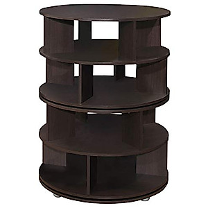 Kings Brand Furniture – 4-Tier Revolving Free Standing Lazy Susan Shoe Rack Storage Organizer (Chocolate)