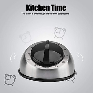 Kitchen Timer, Dome Stainless Steel Shape Time Reminde Tools 60 Minutes Countdown Alarm Clock for Home Kitchen Cooking