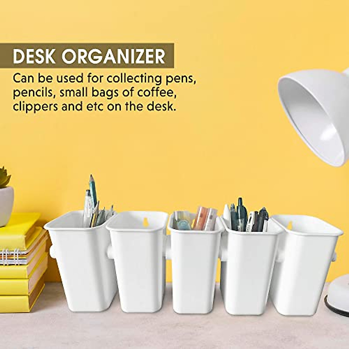 bystie Hanging Refrigerator Organizer, Desk Organization,Kitchen Storage & Bathroom Organizer, Makeup Organizer,Combinable 5 Pieces with Drain System, Stainless&Adhesive Hooks Included, BPA-free,White