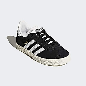 adidas Originals Kids Gazelle Black/White/Gold 11 Little Kid M