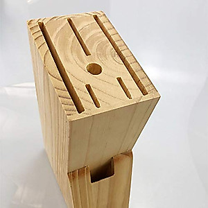 Hooshion Wooden Knife Block Countertop Knife Holder Knife Organizer with Scissors-Slot for Kitchen